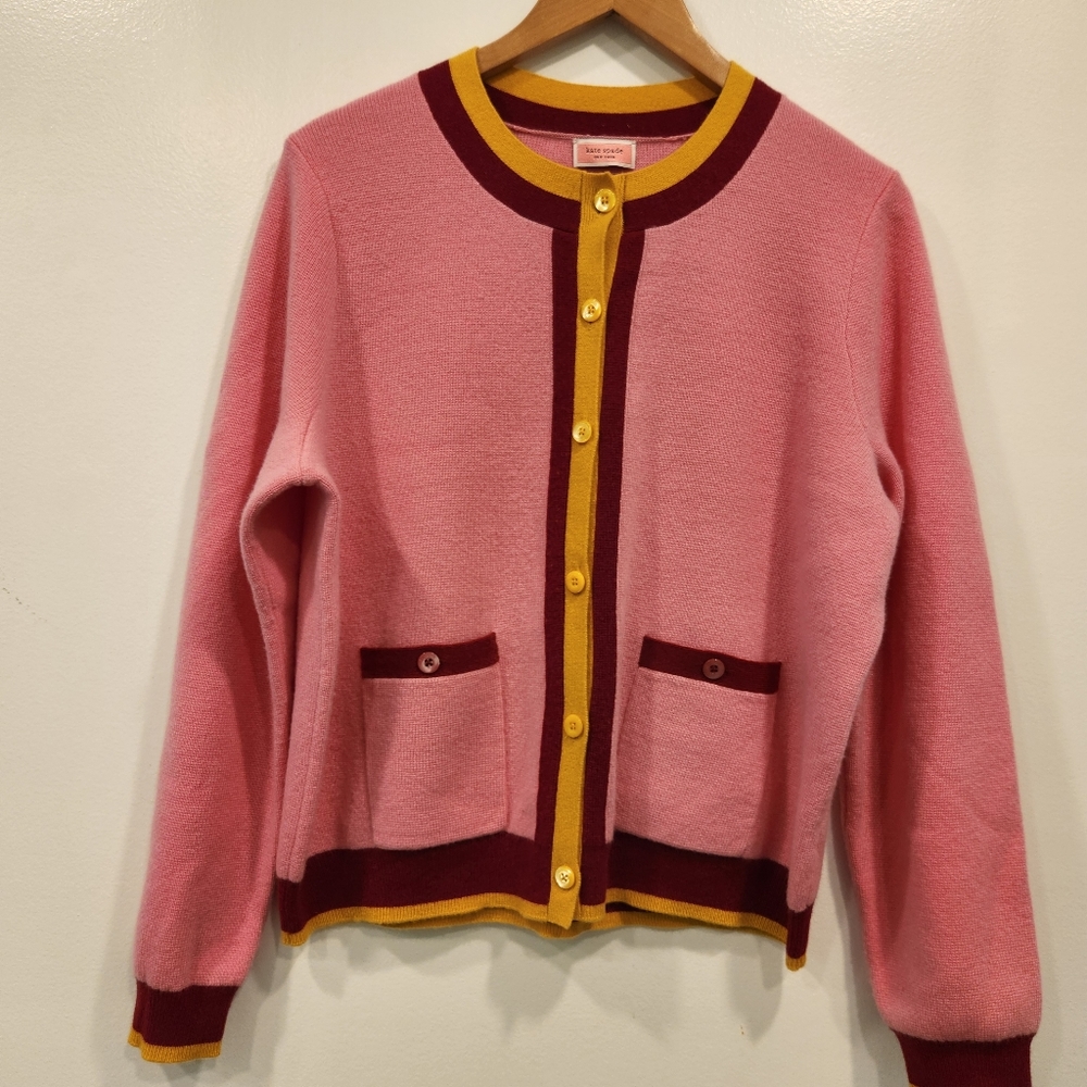 Kate Spade Pink Cashmere Cardigan Xl - Gem